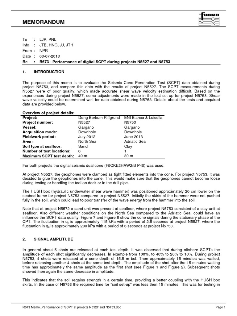 SCPT Performance Analysis: Projects N5527 & N5753 | PDF | Signal To ...