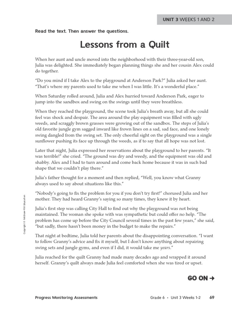 Comprehension Home Quiz Unit 3 W1& 2 | PDF | Quilt | Quilting