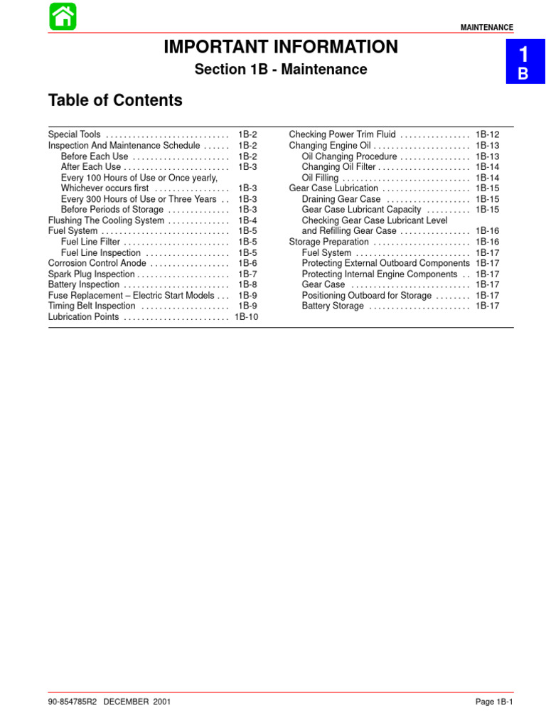 Important Information: Section 1B - Maintenance | PDF | Fuse (Electrical) | Anode