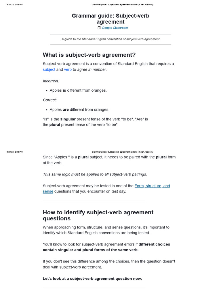 Grammar SAT | PDF | Subject (Grammar) | Verb