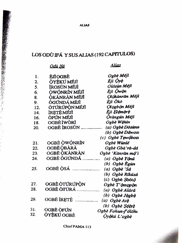 Alias de los Odú Ifá y QSÁ | PDF