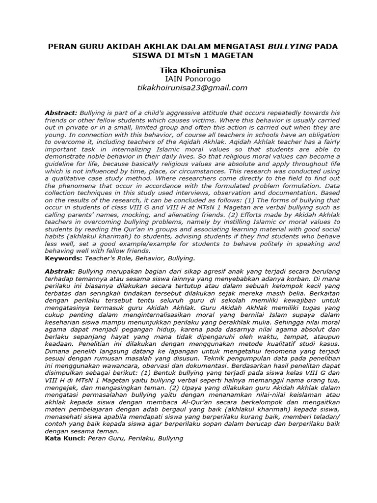 Contoh Template Jurnal PAI | PDF | Psychological Concepts | Psychology