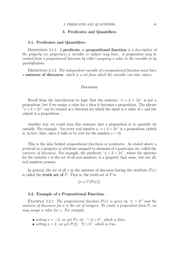 Predicates and Quantifiers 45 | PDF | First Order Logic | Proposition