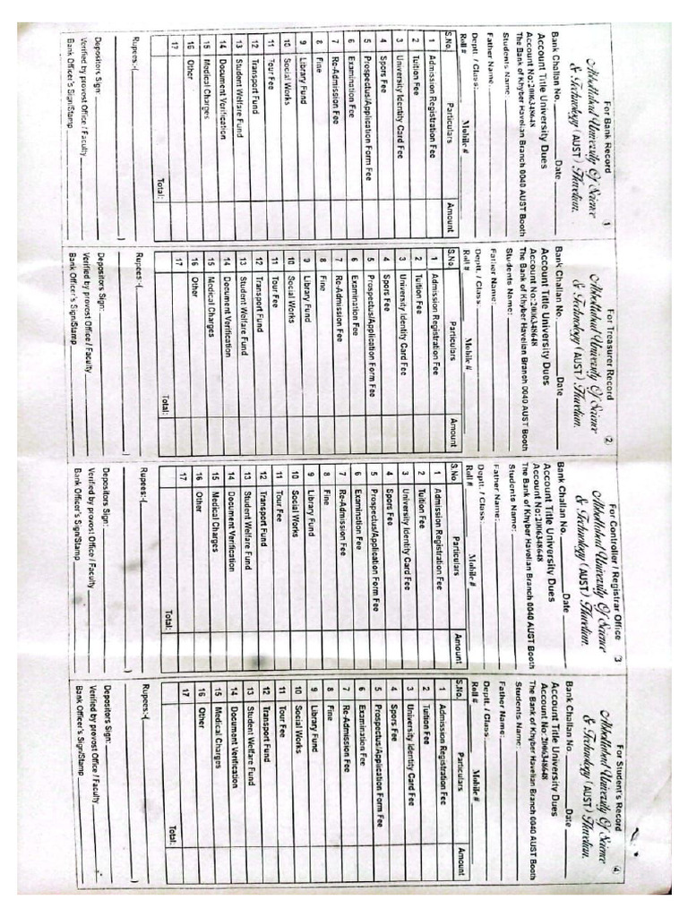 Fee Challan Form | PDF