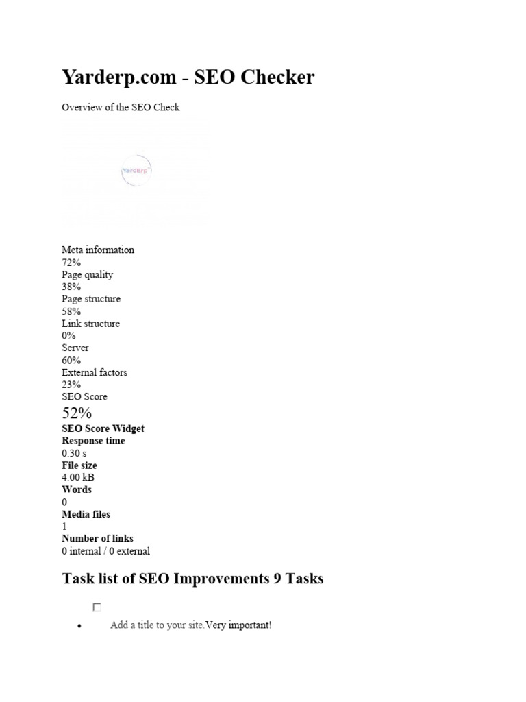 SEOAudit Report YardERP | PDF | Search Engine Optimization | Html
