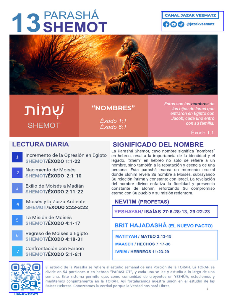 13 Parashat Shemot 2023-2024 | PDF | Moisés | Libro del éxodo