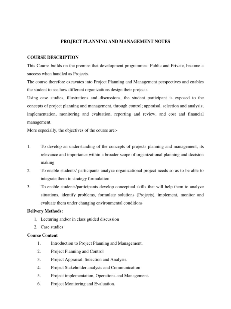 Project Management Course Guide | PDF | Net Present Value | Discounted ...