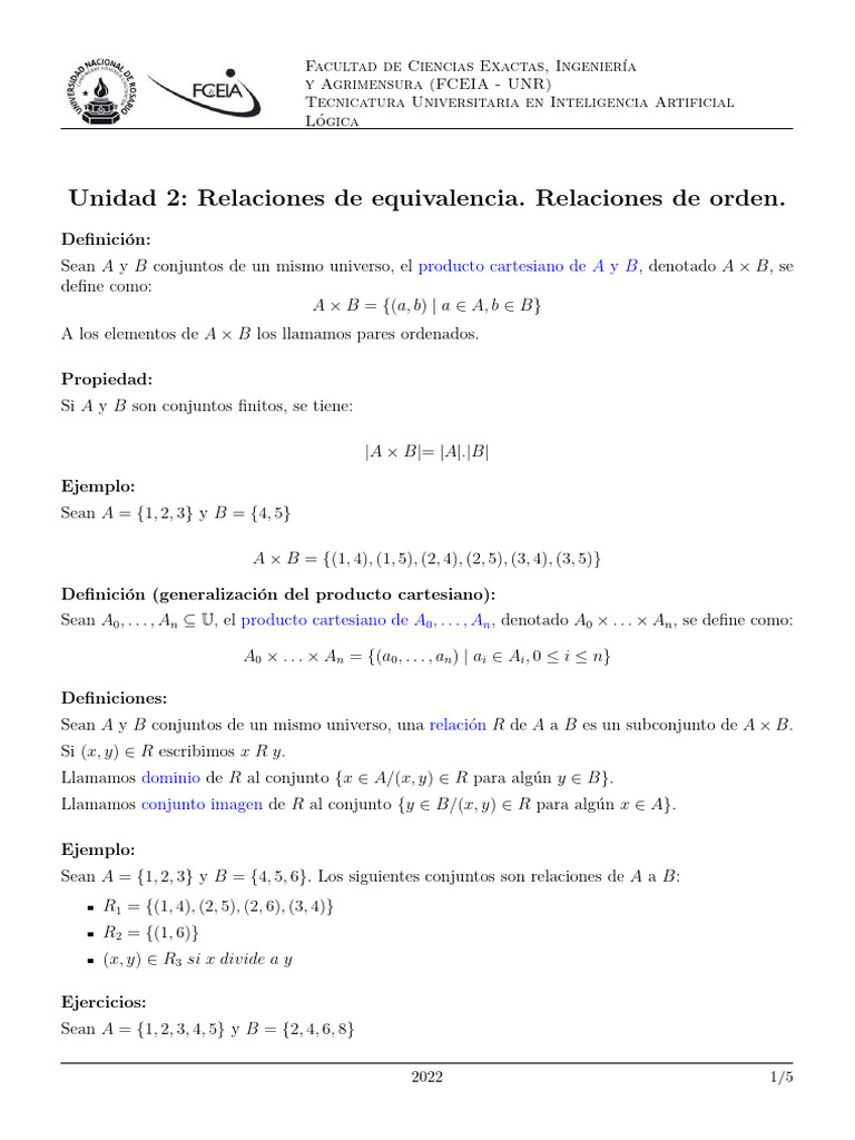 Teoría 2 - Relaciones | PDF | Relaciones matematicas | Álgebra abstracta