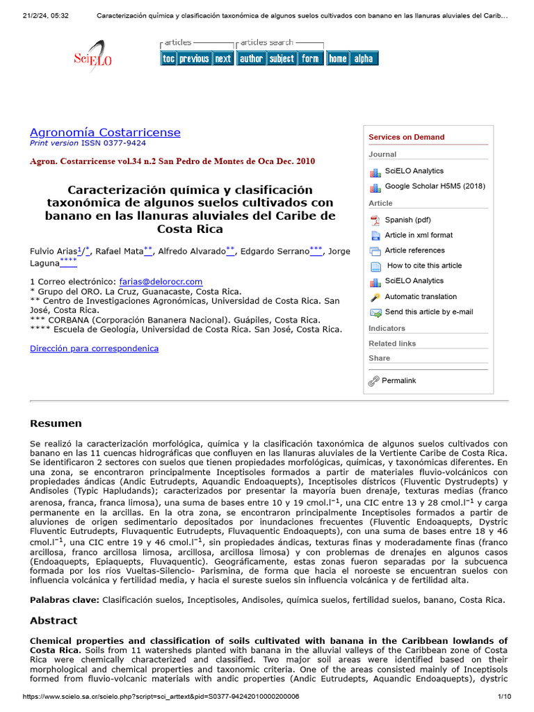 Caracterización Química y Clasificación Taxonómica de Algunos Suelos ...