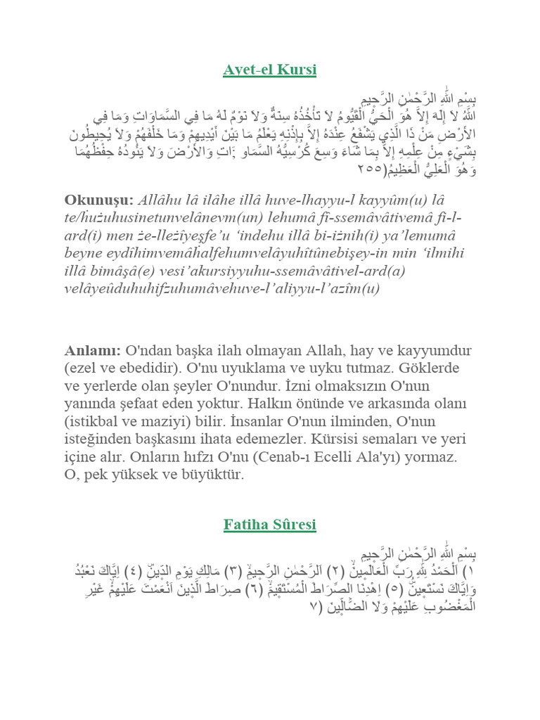 Sureler, Okunuşları Ve Anlamları | PDF