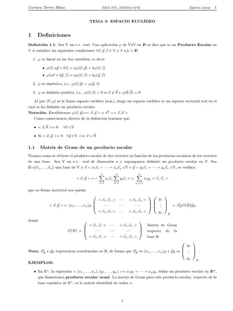 Espacios Euclideos Pdf Valores Propios Y Vectores Propios Base