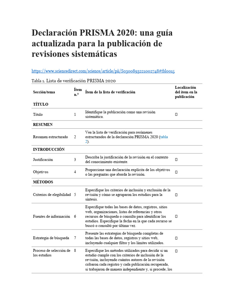 Declaración PRISMA 2020 | PDF | Metaanálisis | Parcialidad