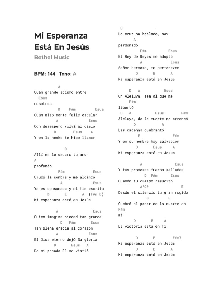 Mi Esperanza Está en Jesus (ACORDES) | PDF