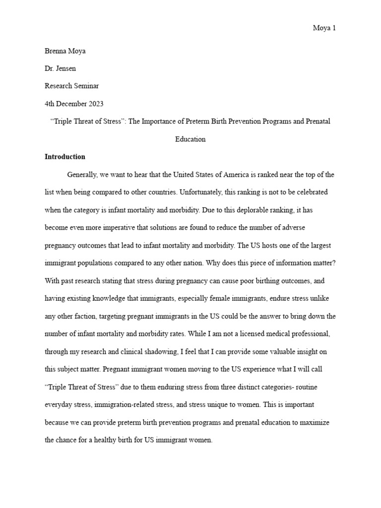 HN 400 Research Paper Final Draft | PDF | Pregnancy | Preterm Birth