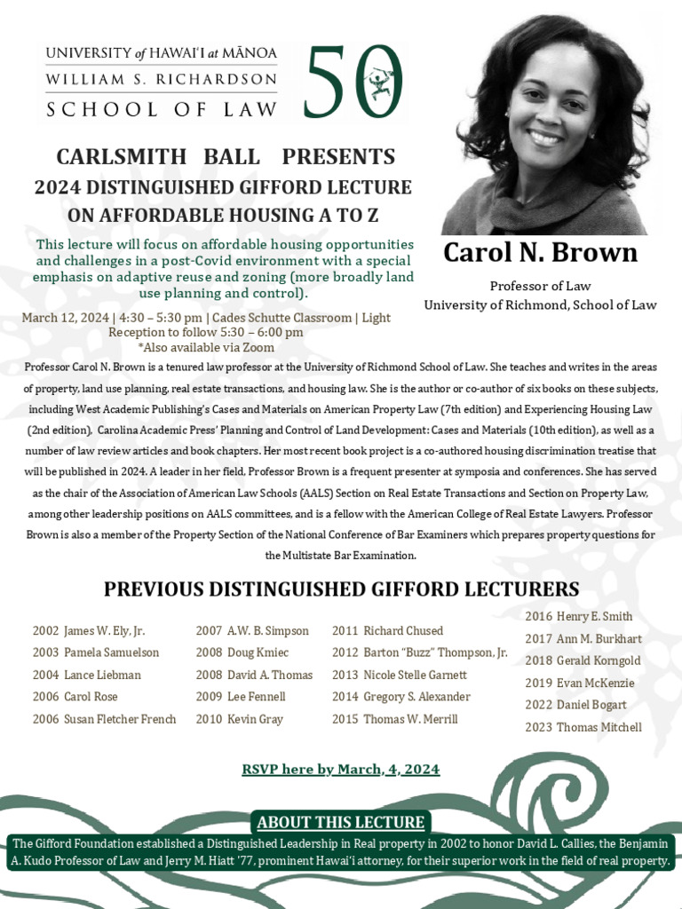 2024 Distinguished Gifford Property Lecture - Professor Carol N. Brown ... 2024 Distinguished Gifford Property Lecture - Professor Carol N. Brown ...