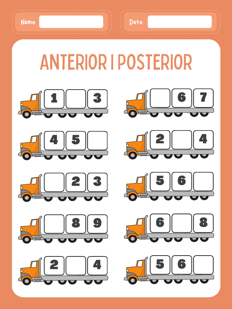Orange Illustrative Printable Write The Number Order Worksheet | PDF