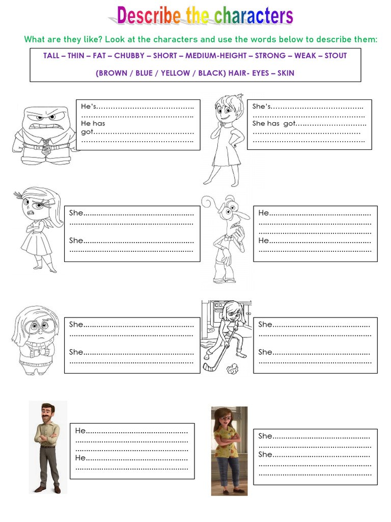 Class 5 - 2 Inside Out Describe The Characters | PDF | Color