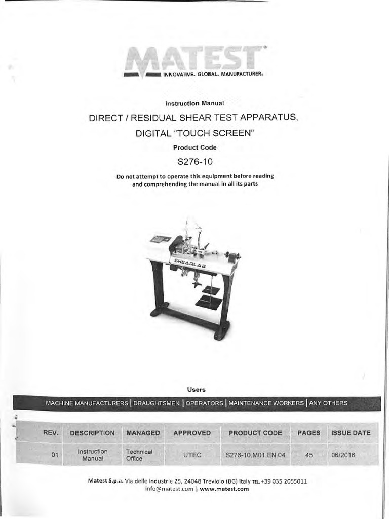 Geot - Aparat Za Smicanje - Manual | Download Free PDF | Button (Computing) | Computer Keyboard