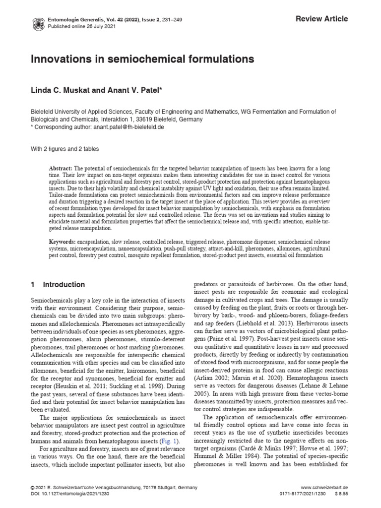 Innovations in Semiochemical Formulation | PDF | Emulsion | Chemical ...