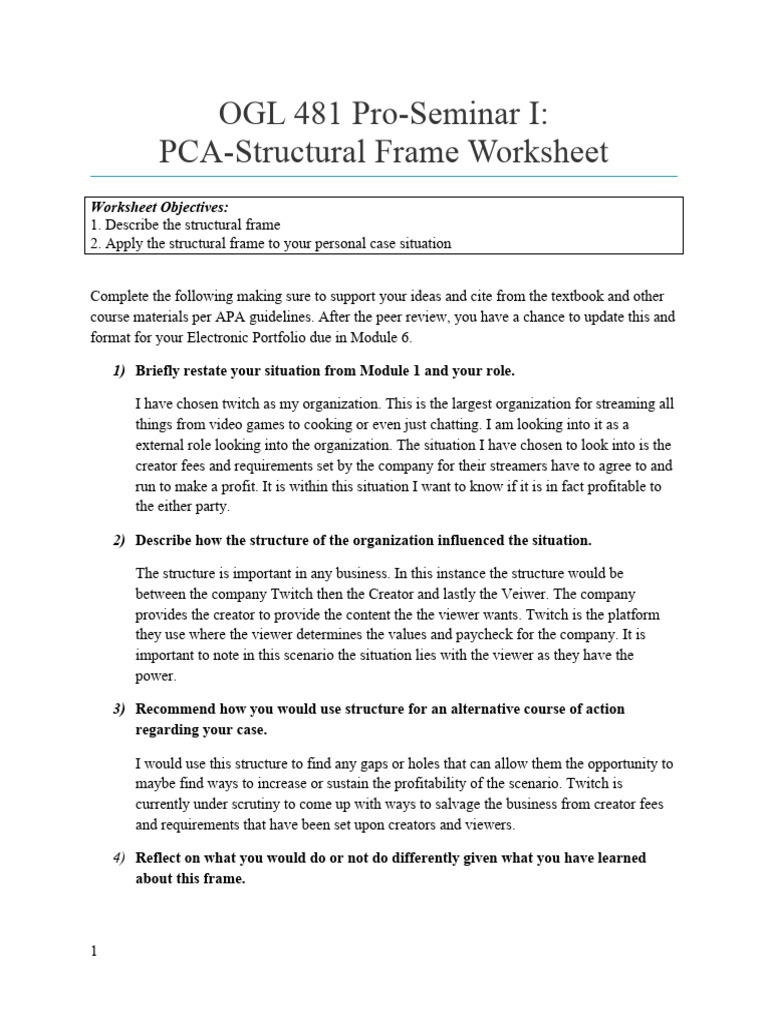 2 Structural Frame Worksheet-1 | PDF | Human Communication