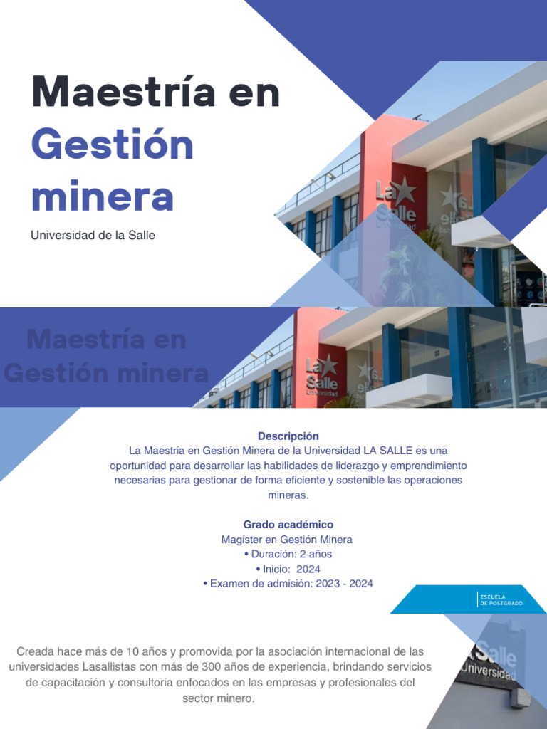 Maestría En Gestión Minera U La Salle Pdf Minería Aprendizaje