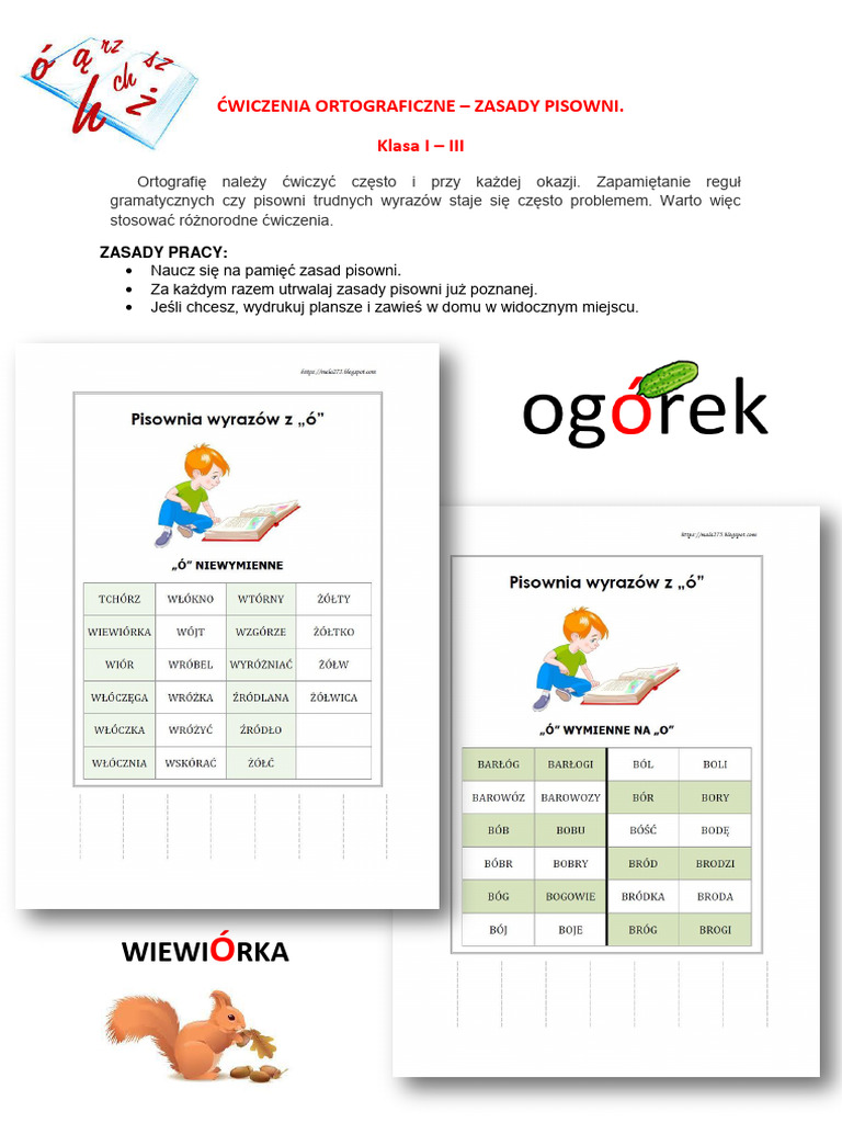 Plansze-Ortograficzne-Klasy 1 | PDF