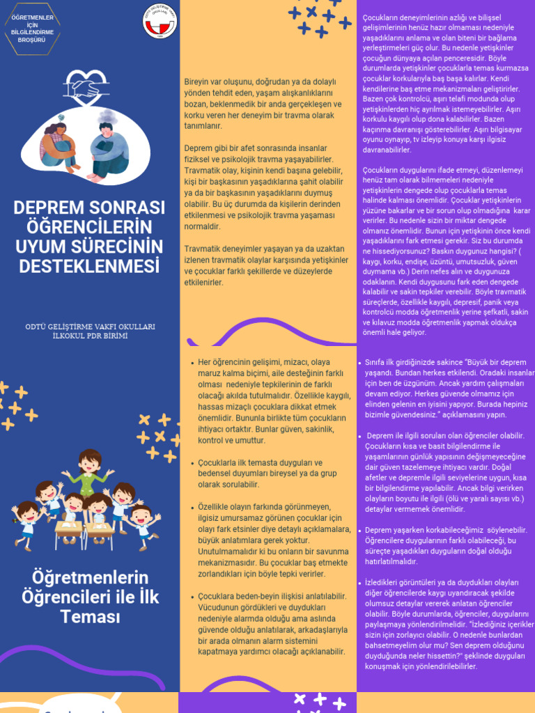 (İlkokul) Deprem Sonrası Öğrencilerin Uyum Sürecinin Desteklenmesi Öğretmen Bilgilendirme ...