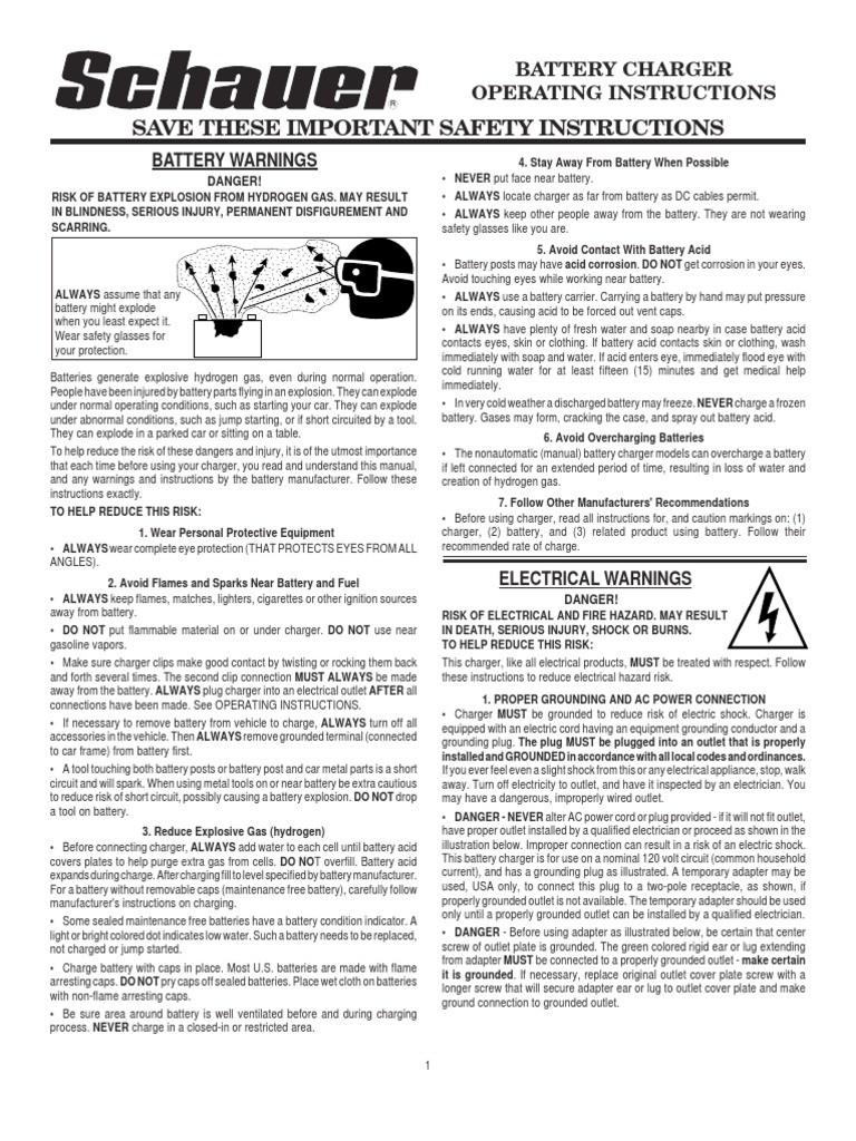 Save These Important Safety Instructions: Battery Warnings | PDF ...