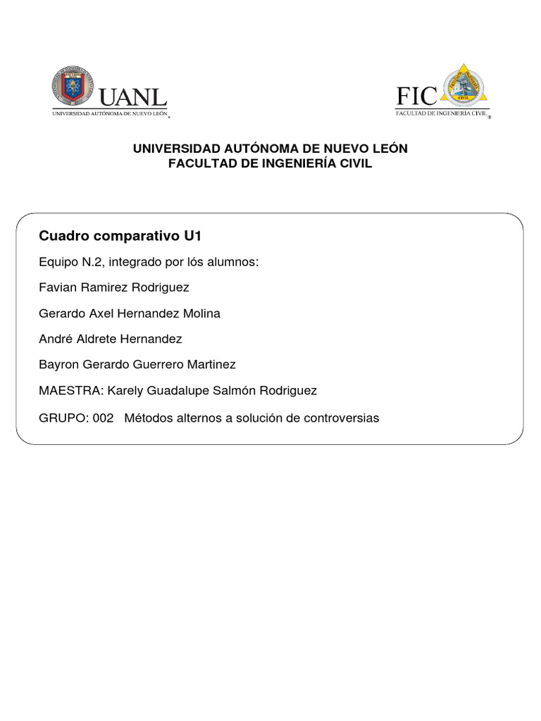 Cuadro Comparativo U1 | PDF | Mediación | Justicia
