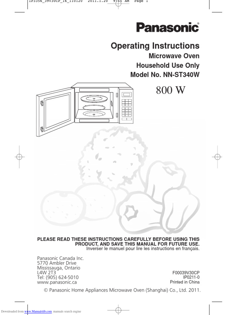 Panasonic Nnst340w | PDF | Ac Power Plugs And Sockets | Oven