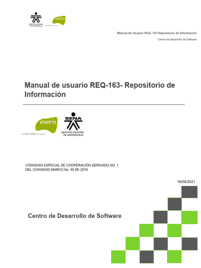 SCDS Manual de Usuario REQ-163 Repositorio de Información V1.1 | PDF | Ingeniería de software ...
