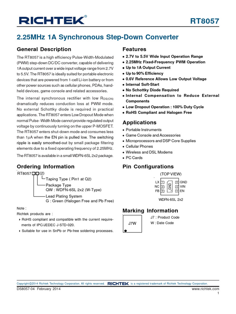 RT8057 | PDF | Electric Power | Electrical Components