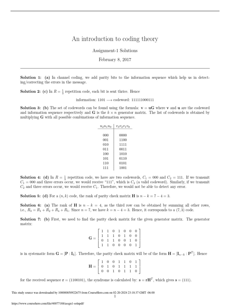 Assgn1 Soln PDF | PDF | Algorithms | Encodings
