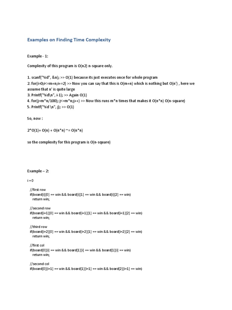 Examples On Finding Time Complexity | PDF | Control Flow | Software Engineering