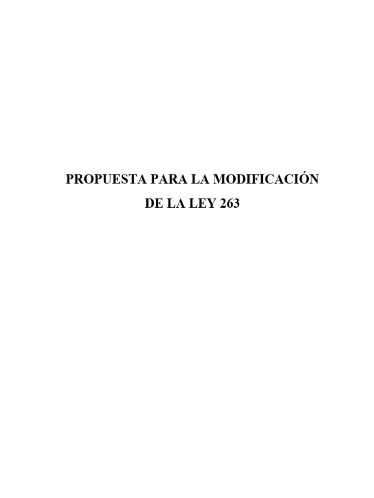 Propuesta para La Modificación de La Ley 263 | PDF | Trata de personas | Policía