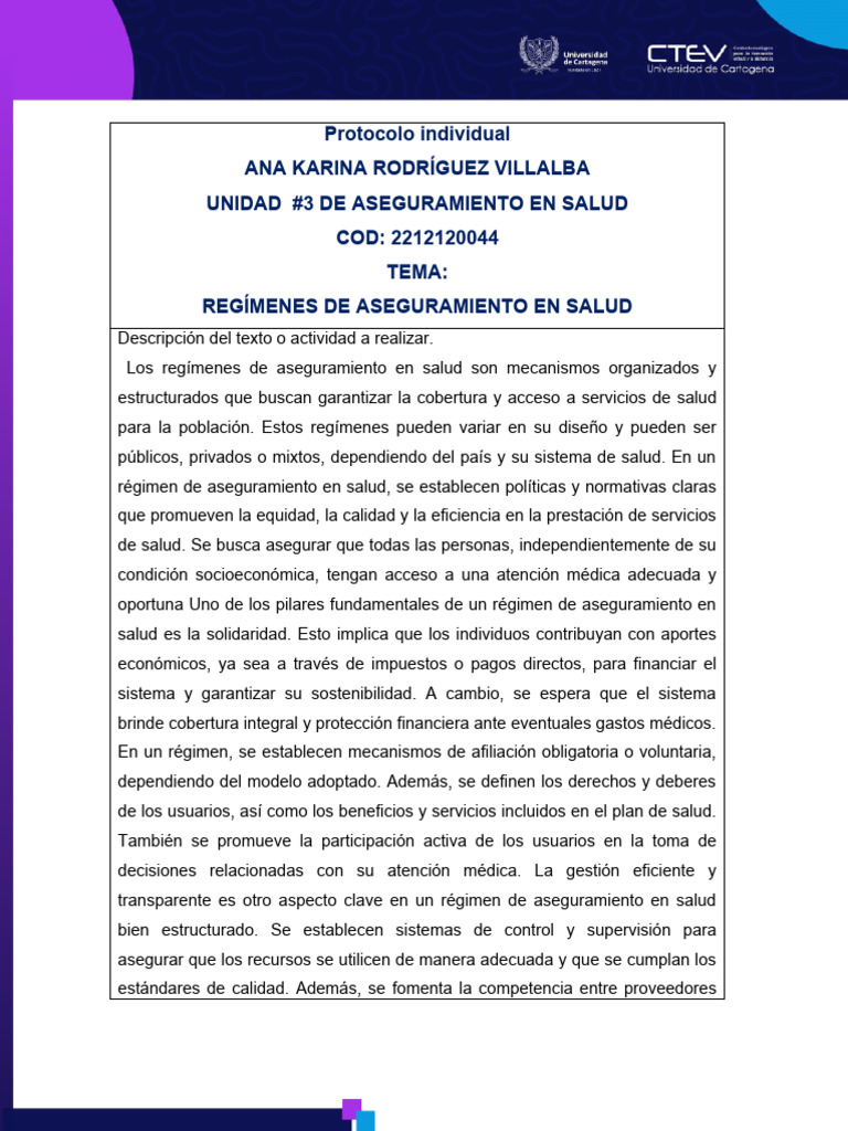 Unidad #2 | PDF | Seguro | Cuidado de la salud