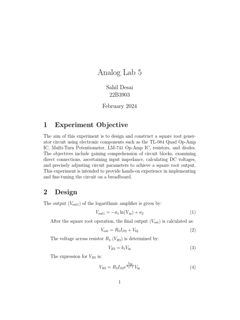 Analog Lab 5 | PDF | Operational Amplifier | Amplifier