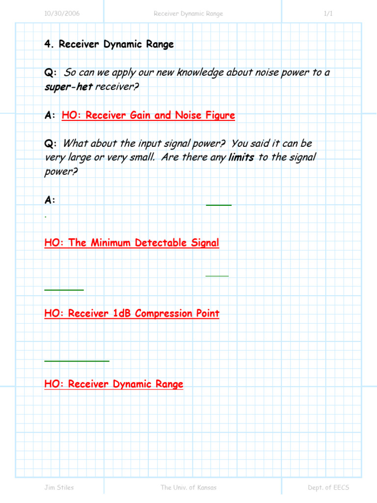 Receiver Dynamic Range Package | PDF | Decibel | Amplifier