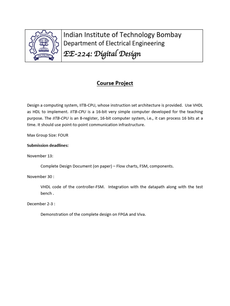 IITB-CPU Design Project Guide | PDF | Computer Engineering | Computer ...