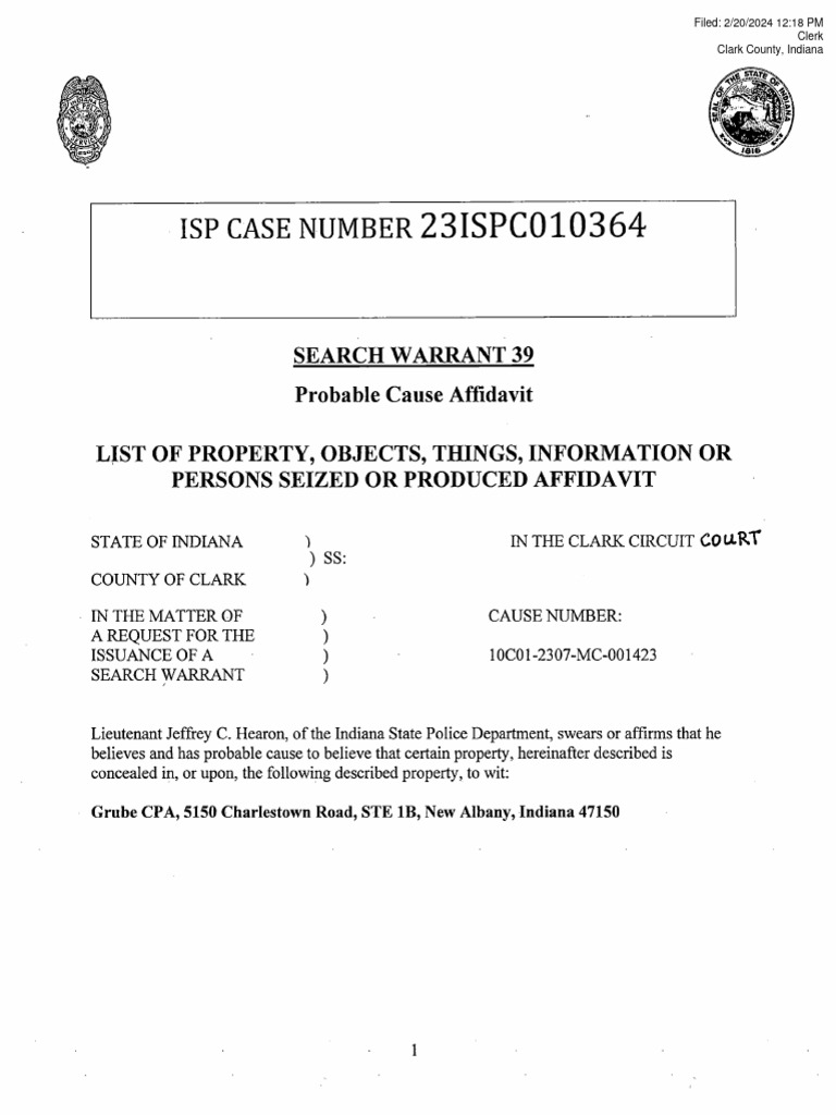 SW 39 Probable Cause Affidavit Redacted | PDF | Common Law