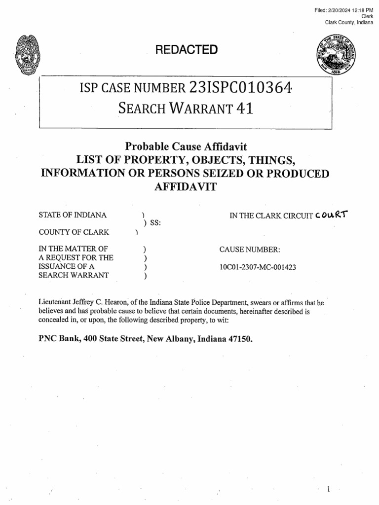 SW 41 Probable Cause Affidavit Redacted | PDF | Police | Police Officer