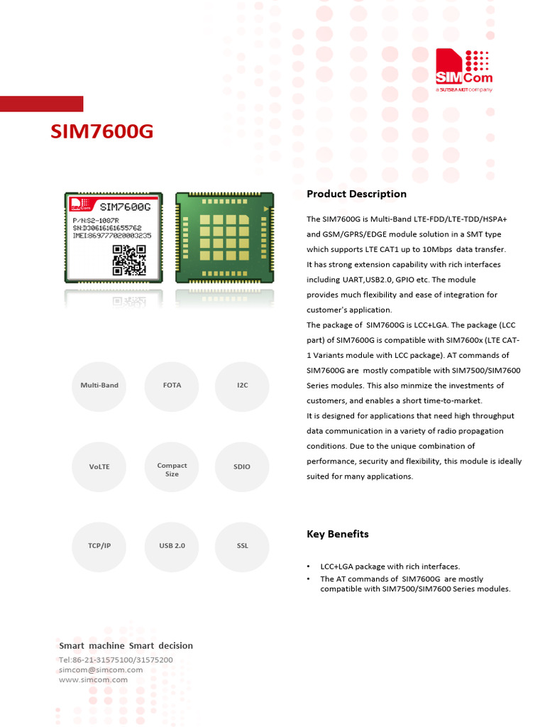 SIM7600G | Download Free PDF | Lte (Telecommunication) | High Speed ...