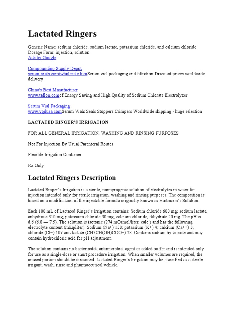 D5LR VS PLR | PDF | Sodium | Chloride