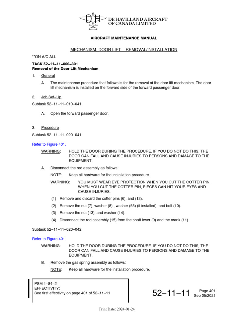 Q400.amm (76) .Amm52 11 11 000 801 | PDF | Equipment | Mechanical ...
