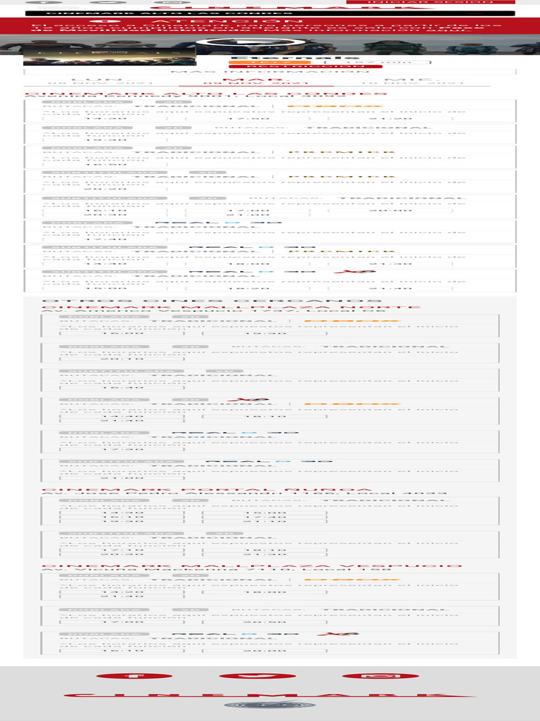 Horarios Eternals en Cinemark Chile | PDF