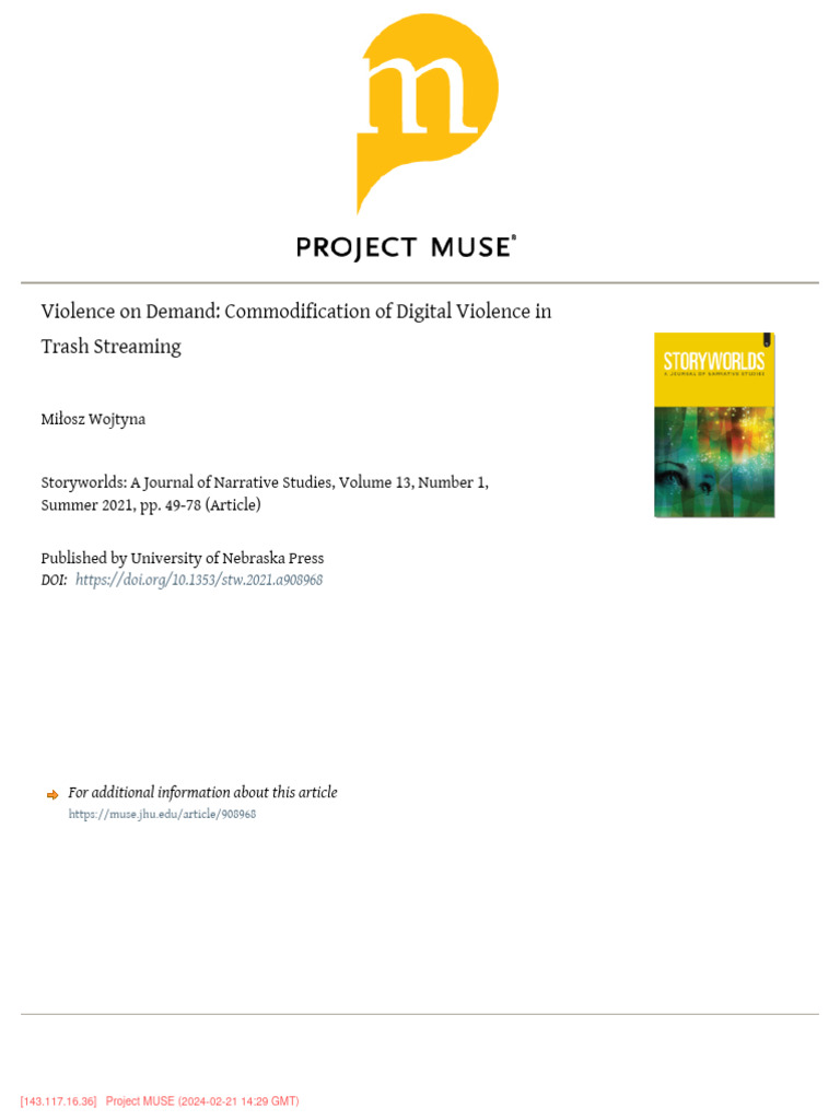 Project Muse 908968 | PDF | Streaming Media | Genre