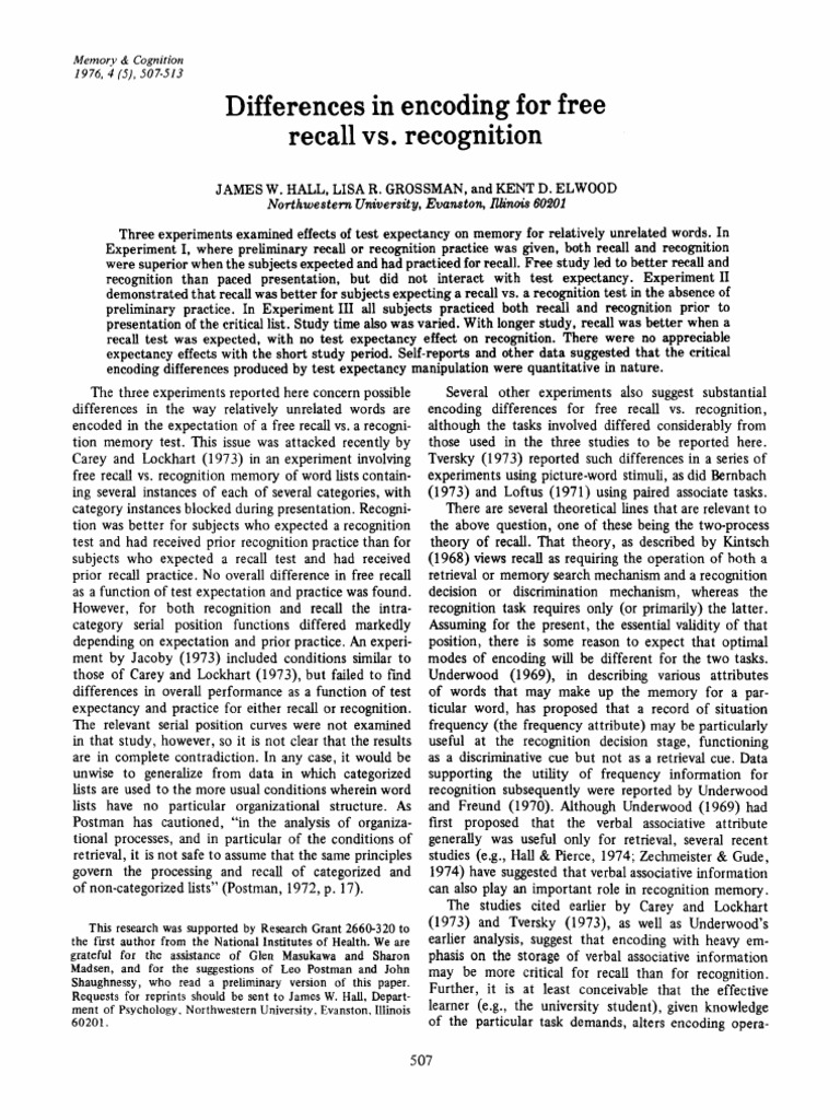 BF03213211 | PDF | Recall (Memory) | Memory