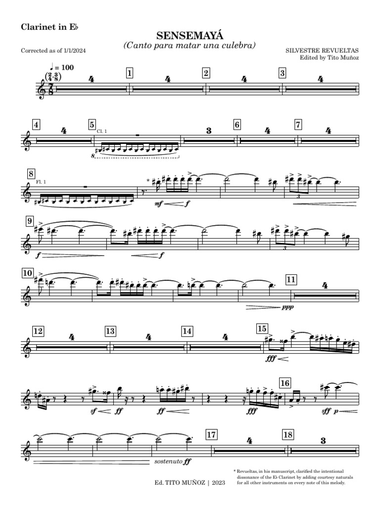 Sensemaya - 08 Clarinet in Eb - 2023-12-29 | PDF