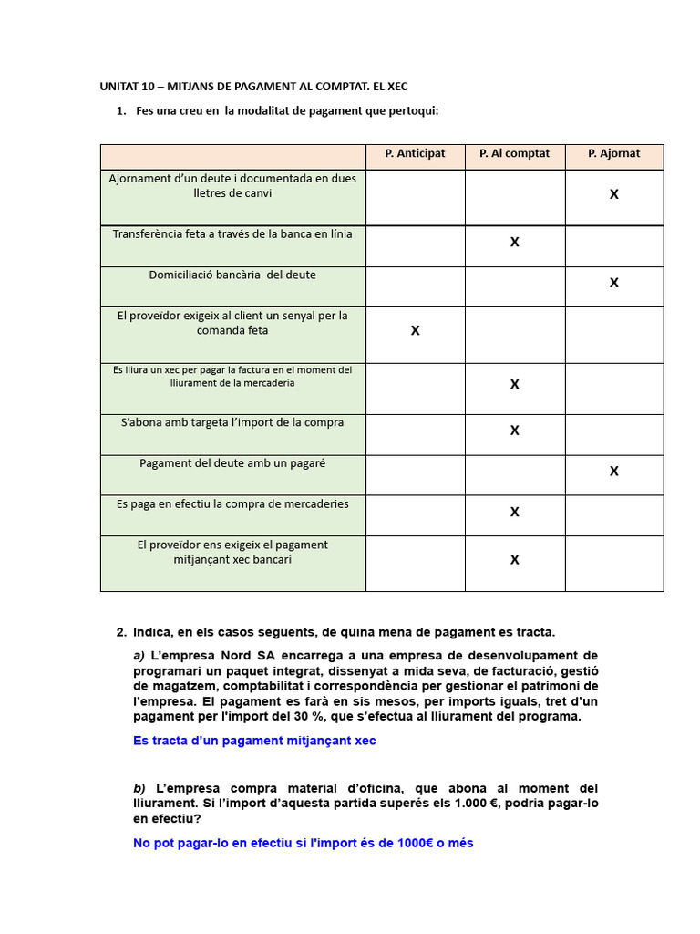 UNITAT 10 ACTIVITATS Xec | PDF