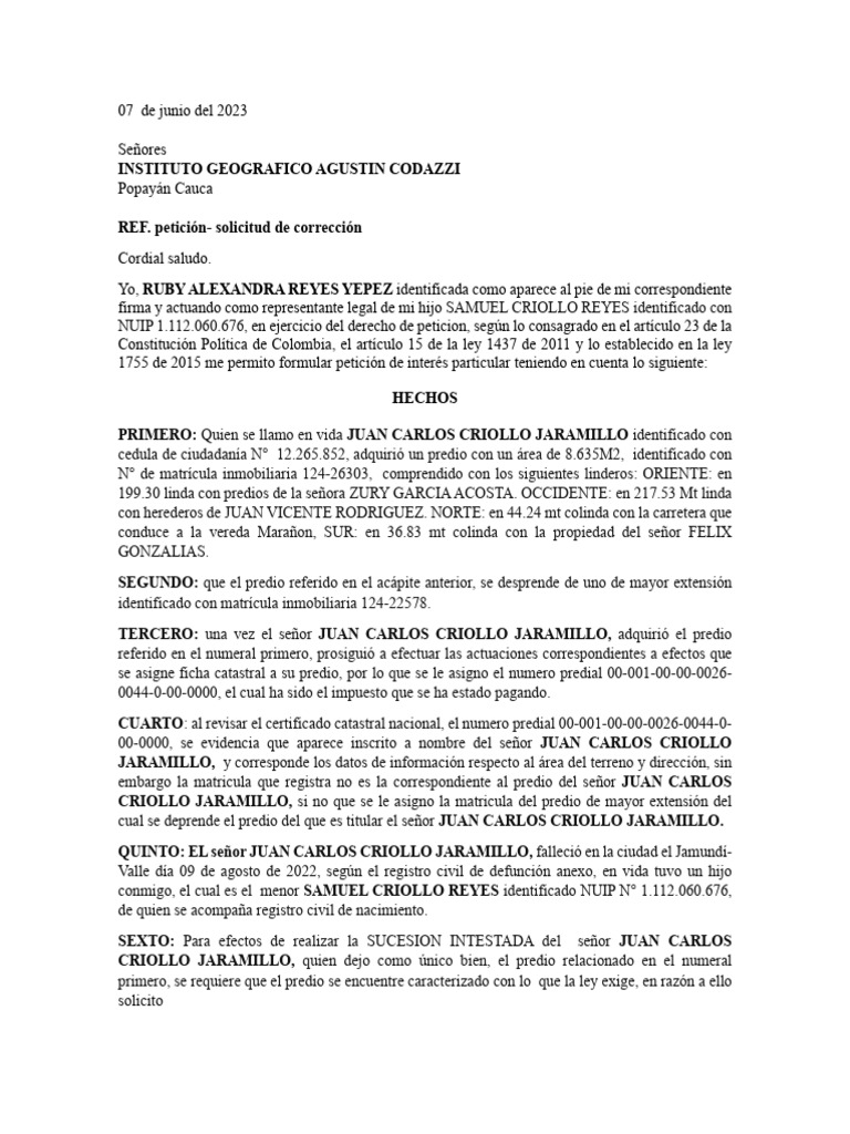 Solicitud Igac | PDF | Derecho Civil (Common Law) | Documento